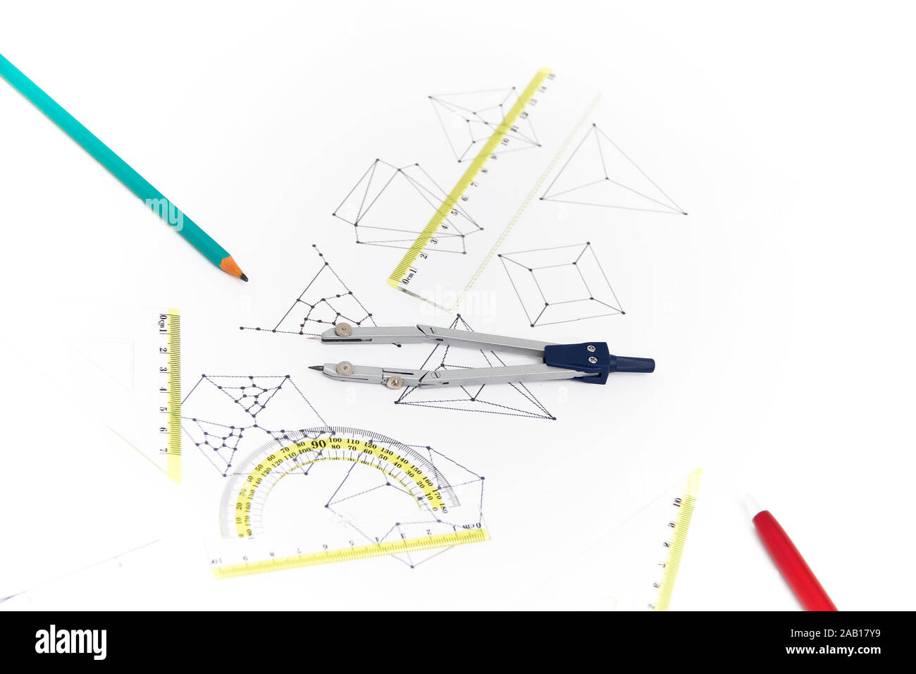 Photo of the Drawing tools with compass - business concept Stock Photo ...