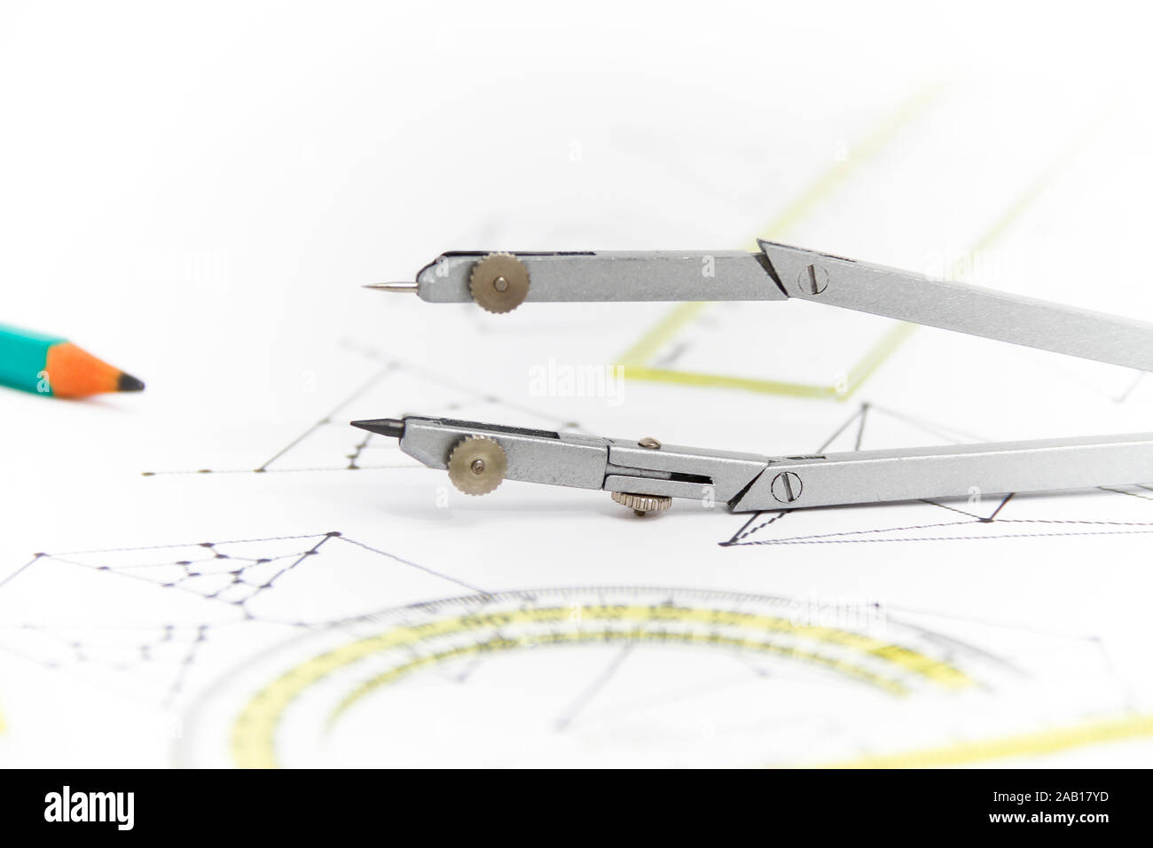 Photo of the Drawing tools with compass - business concept Stock Photo ...