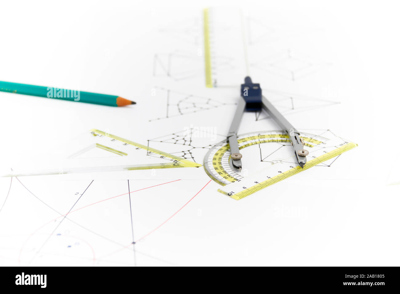 Photo of the Drawing tools with compass - business concept Stock Photo ...