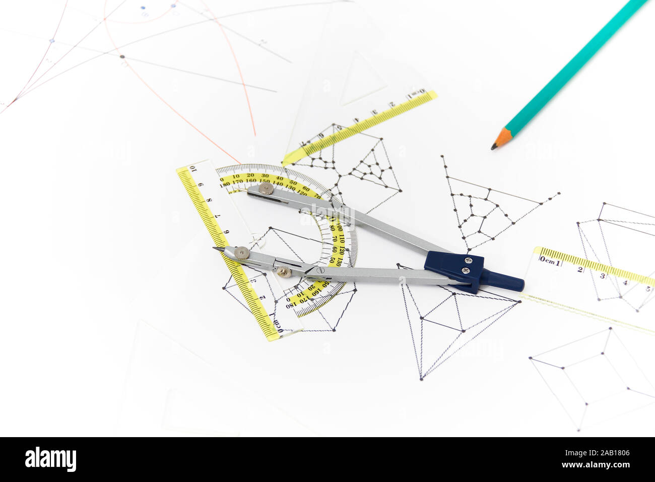 Photo of the Drawing tools with compass - business concept Stock Photo ...