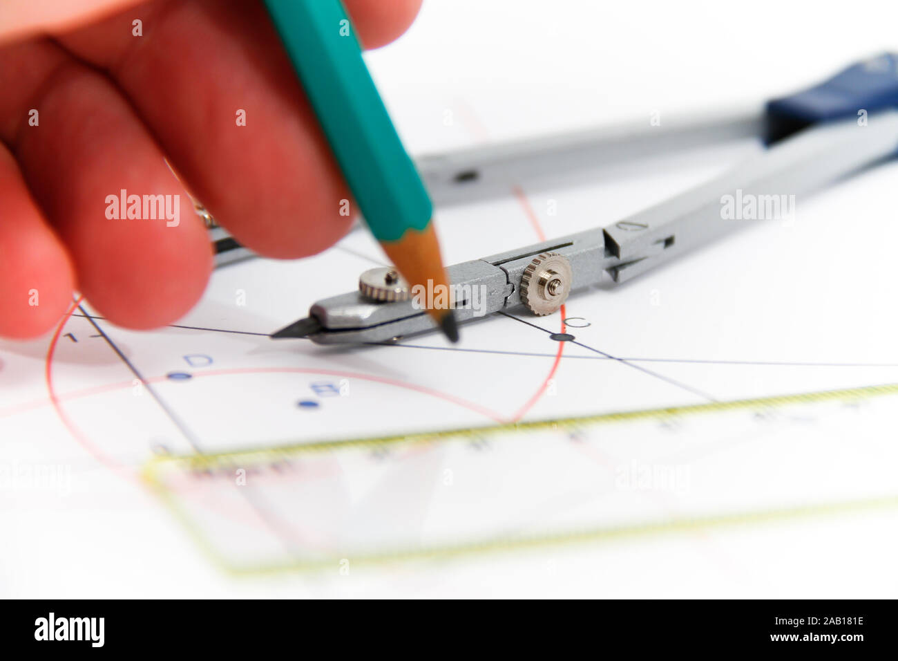 Photo of the Drawing tools with compass - business concept Stock Photo ...