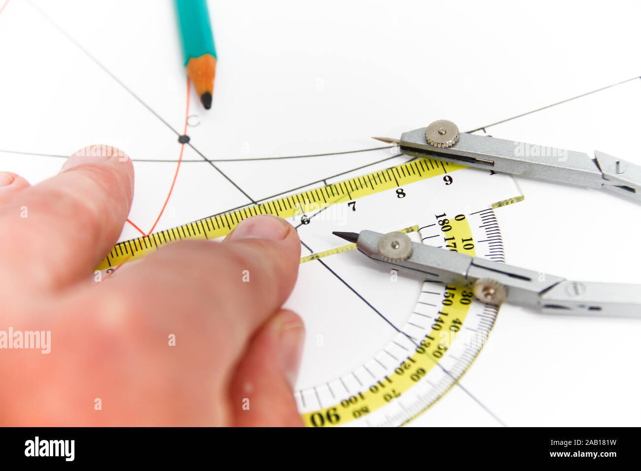 Photo of the Drawing tools with compass - business concept Stock Photo ...