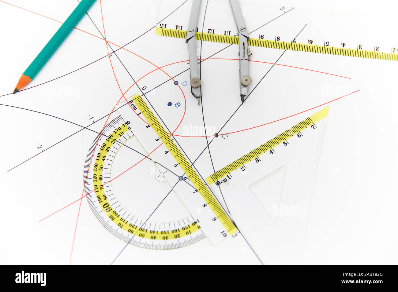 Photo of the Drawing tools with compass - business concept Stock Photo ...
