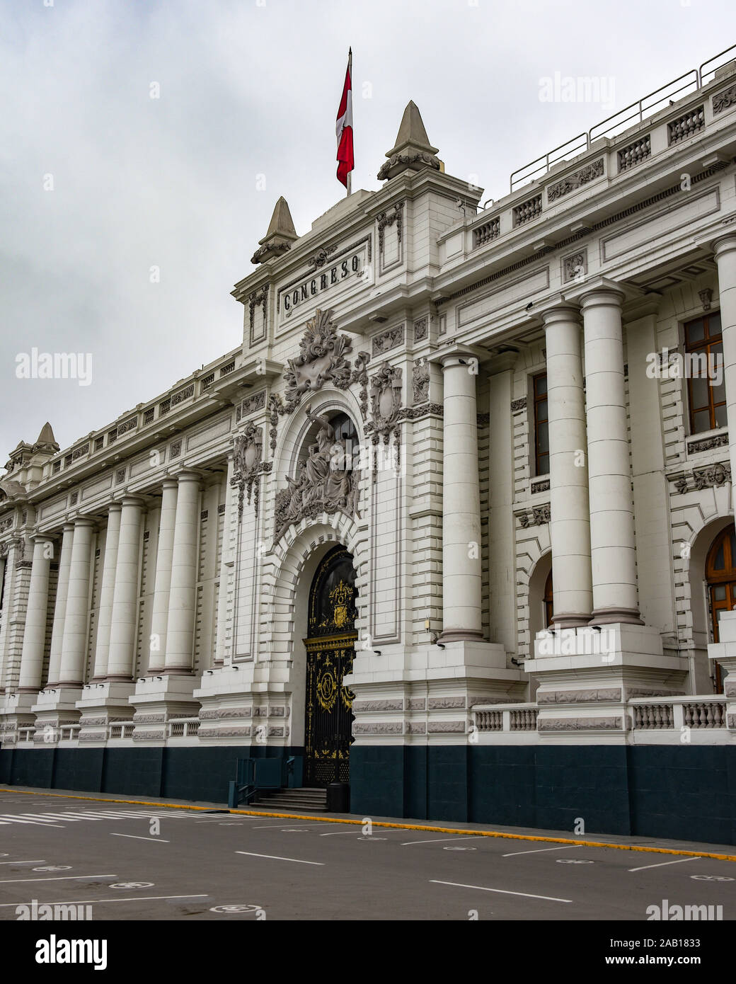 Lima, Peru - Nov 19, 2019: Exterior facade of Peru's National Congress ...