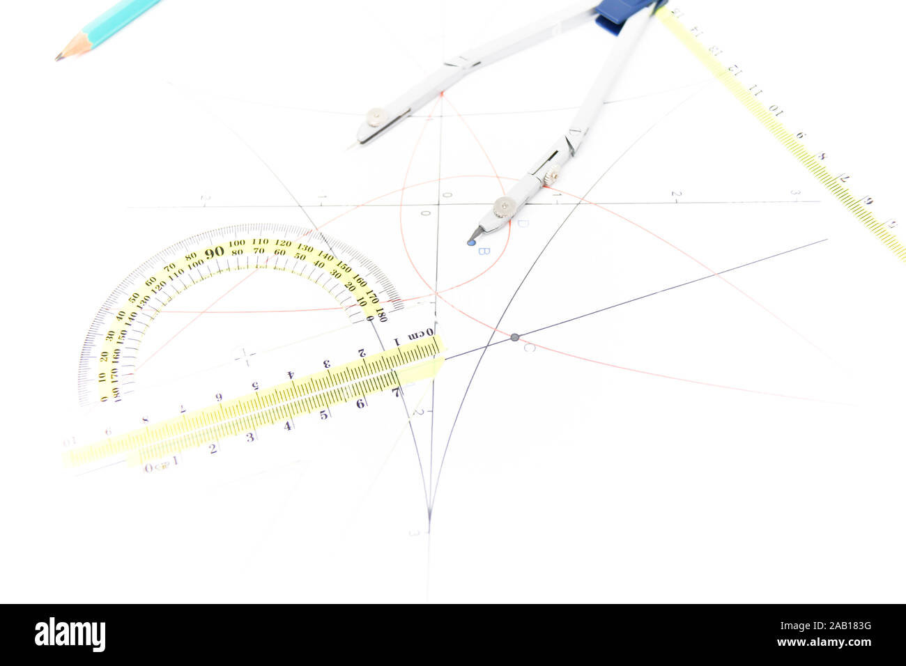 Photo of the Drawing tools with compass - business concept Stock Photo ...