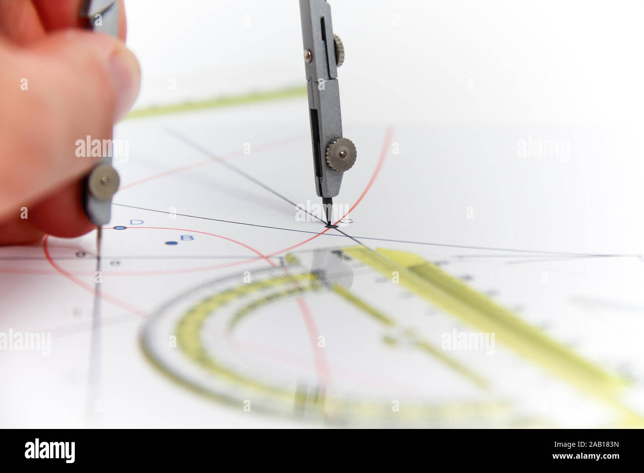 Photo of the Drawing tools with compass - business concept Stock Photo ...