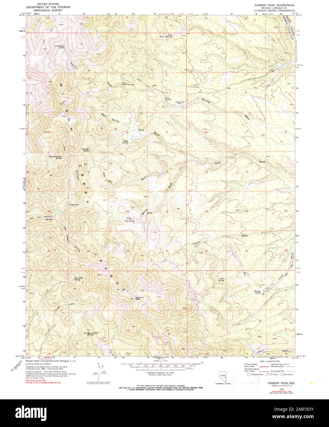 USGS TOPO Map Nevada NV Parsnip Peak 319771 1970 24000 Restoration ...