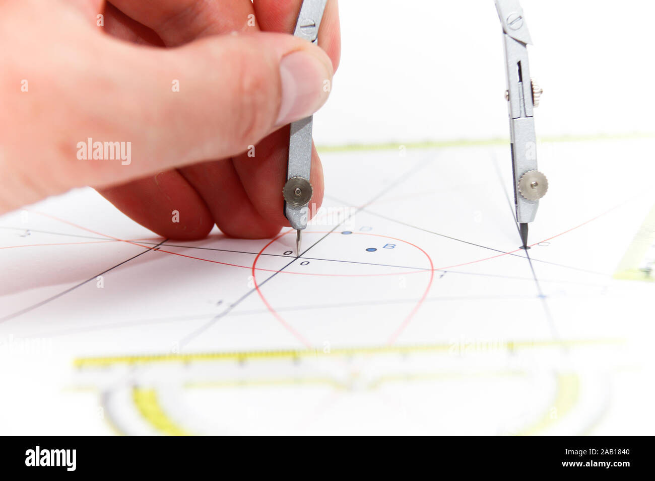 Photo of the Drawing tools with compass - business concept Stock Photo ...