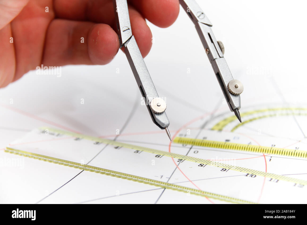 Photo of the Drawing tools with compass - business concept Stock Photo ...