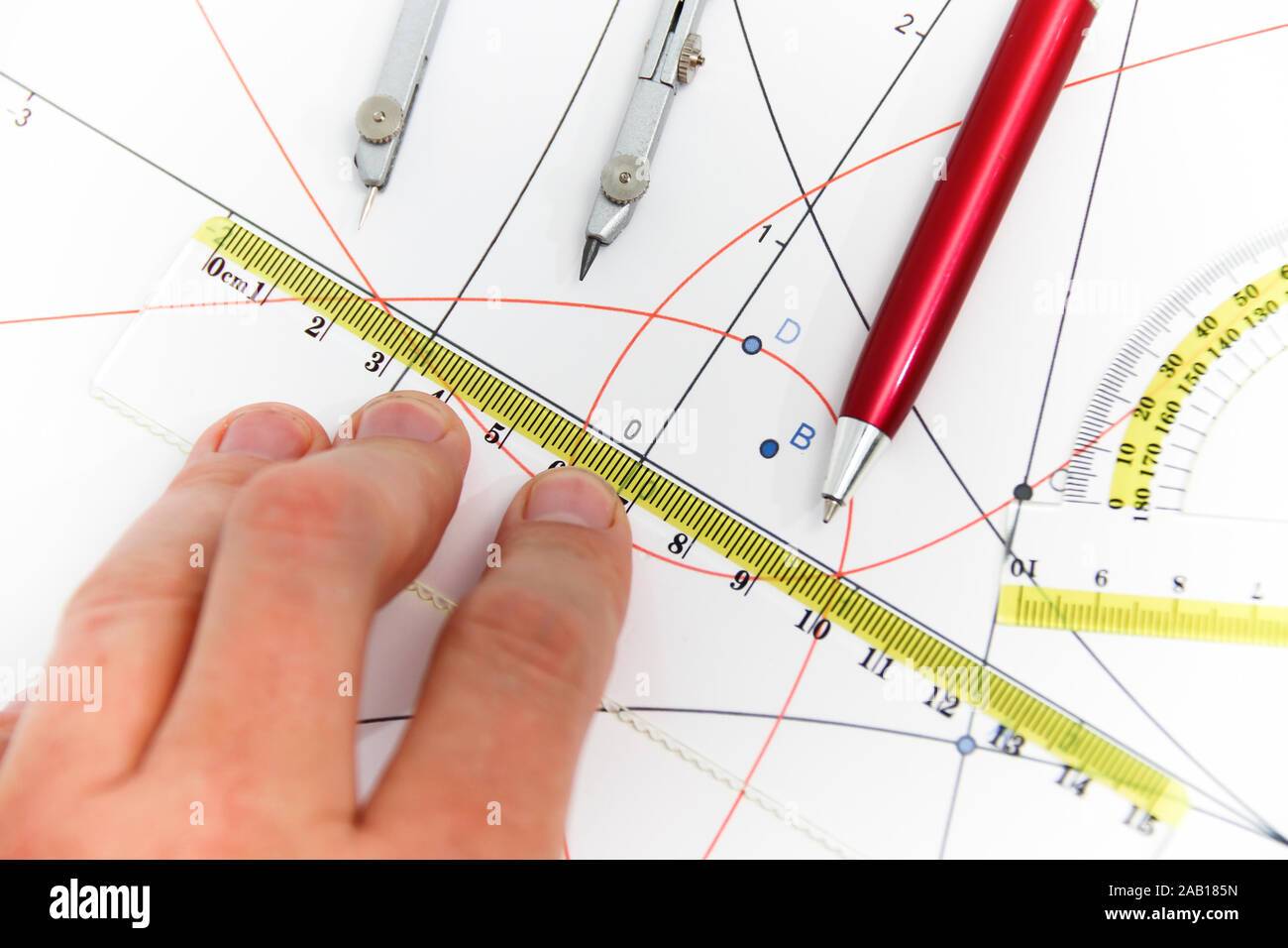 Photo of the Drawing tools with compass - business concept Stock Photo ...