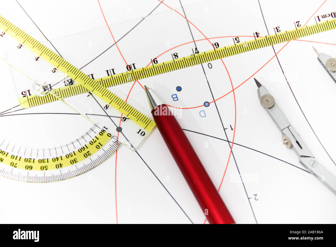 Photo of the Drawing tools with compass - business concept Stock Photo ...
