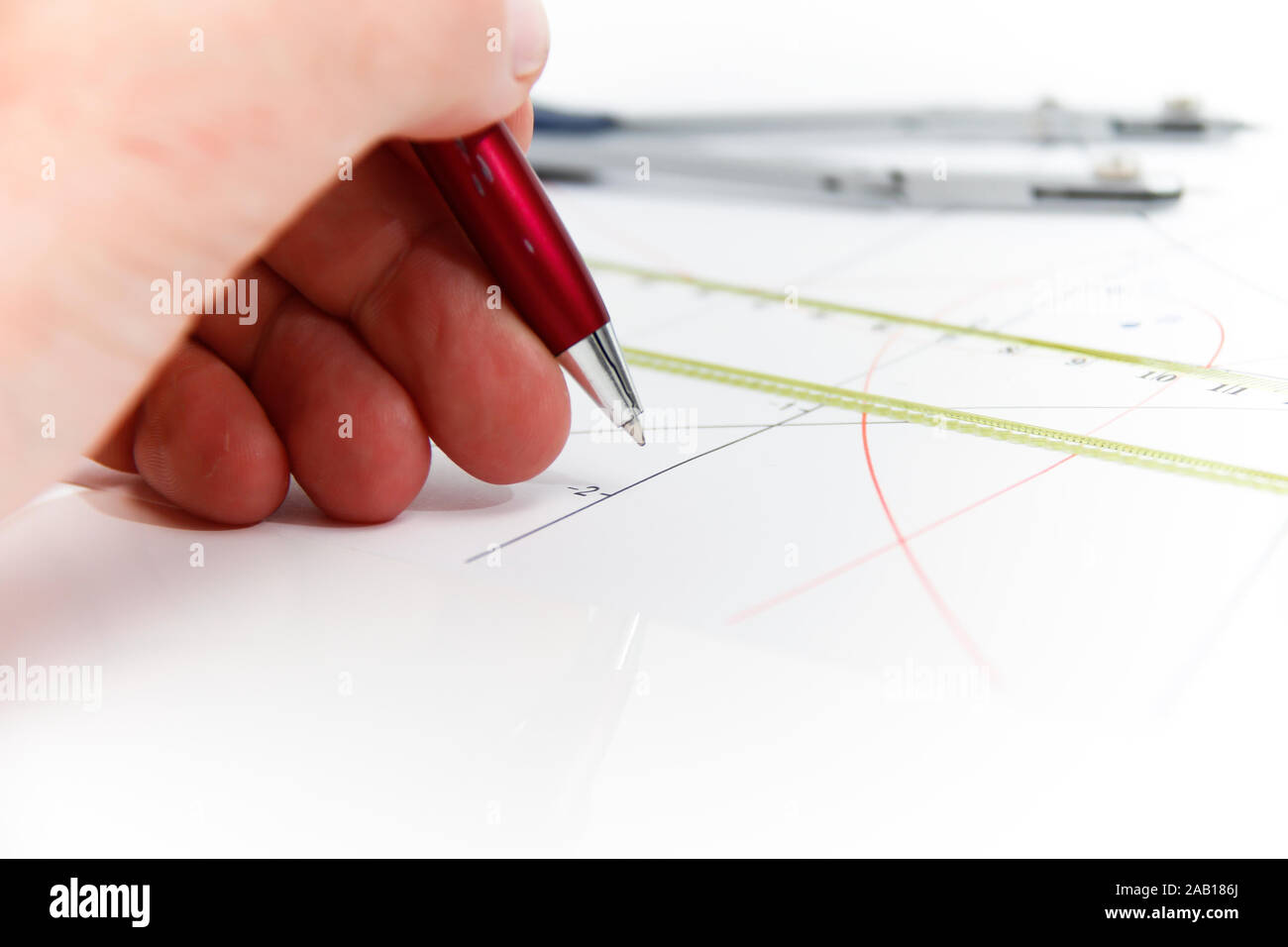 Photo of the Drawing tools with compass - business concept Stock Photo ...