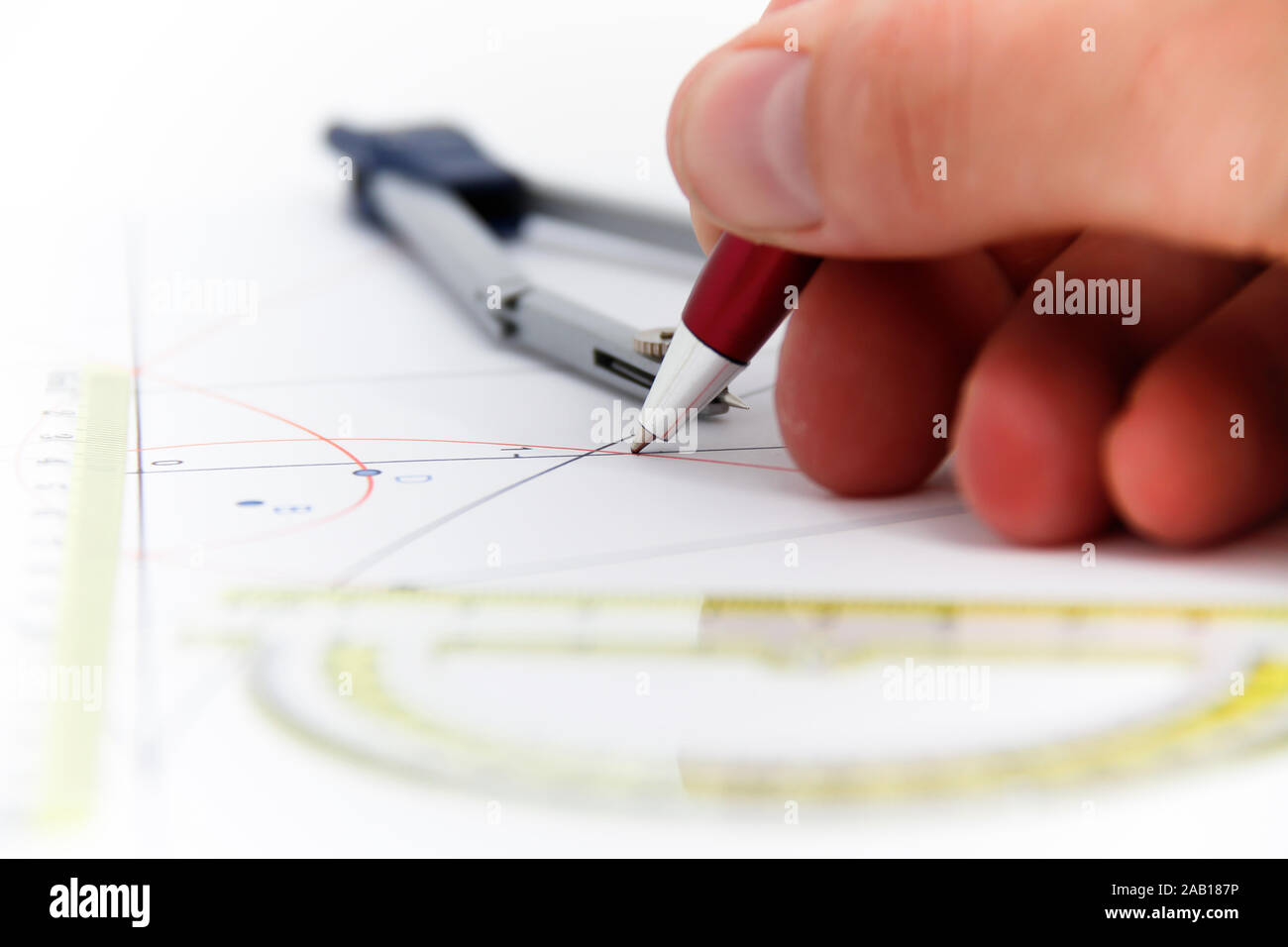 Photo of the Drawing tools with compass - business concept Stock Photo ...