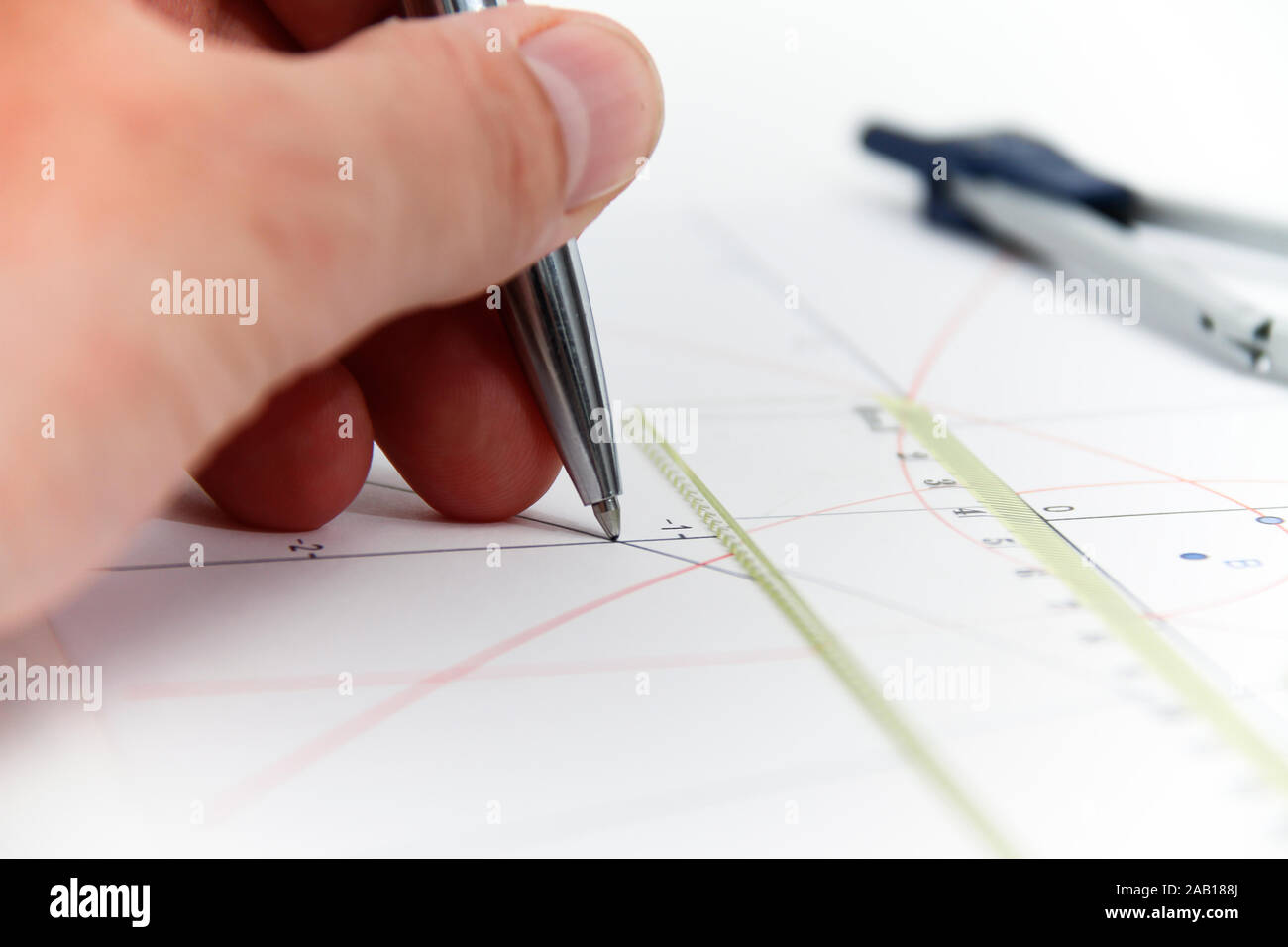 Photo of the Drawing tools with compass - business concept Stock Photo ...