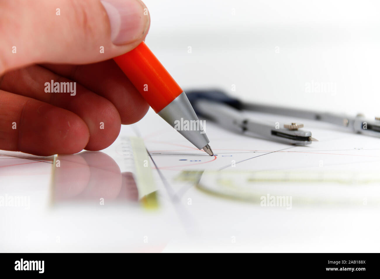 Photo of the Drawing tools with compass - business concept Stock Photo ...