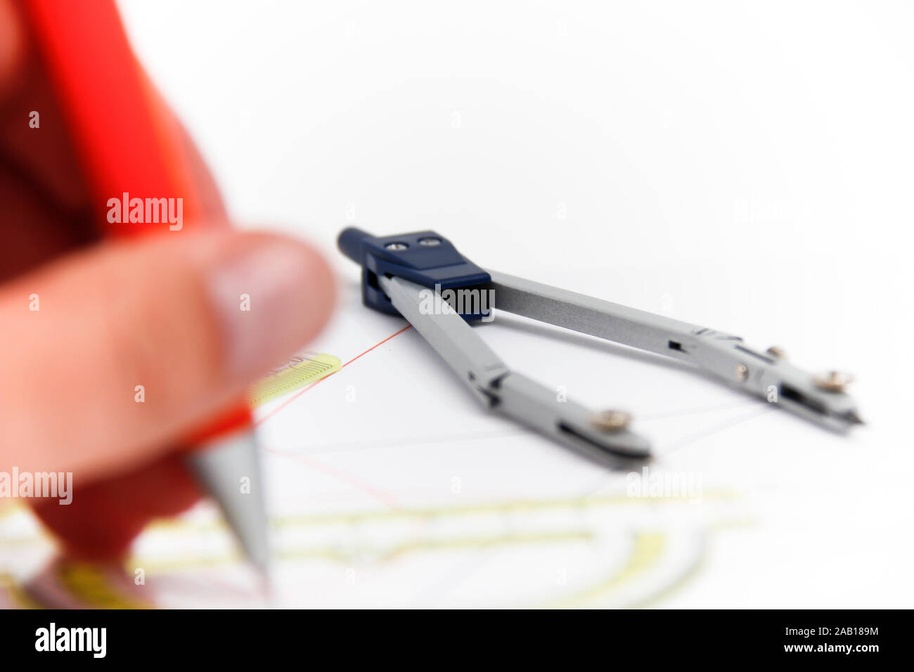 Photo of the Drawing tools with compass - business concept Stock Photo ...