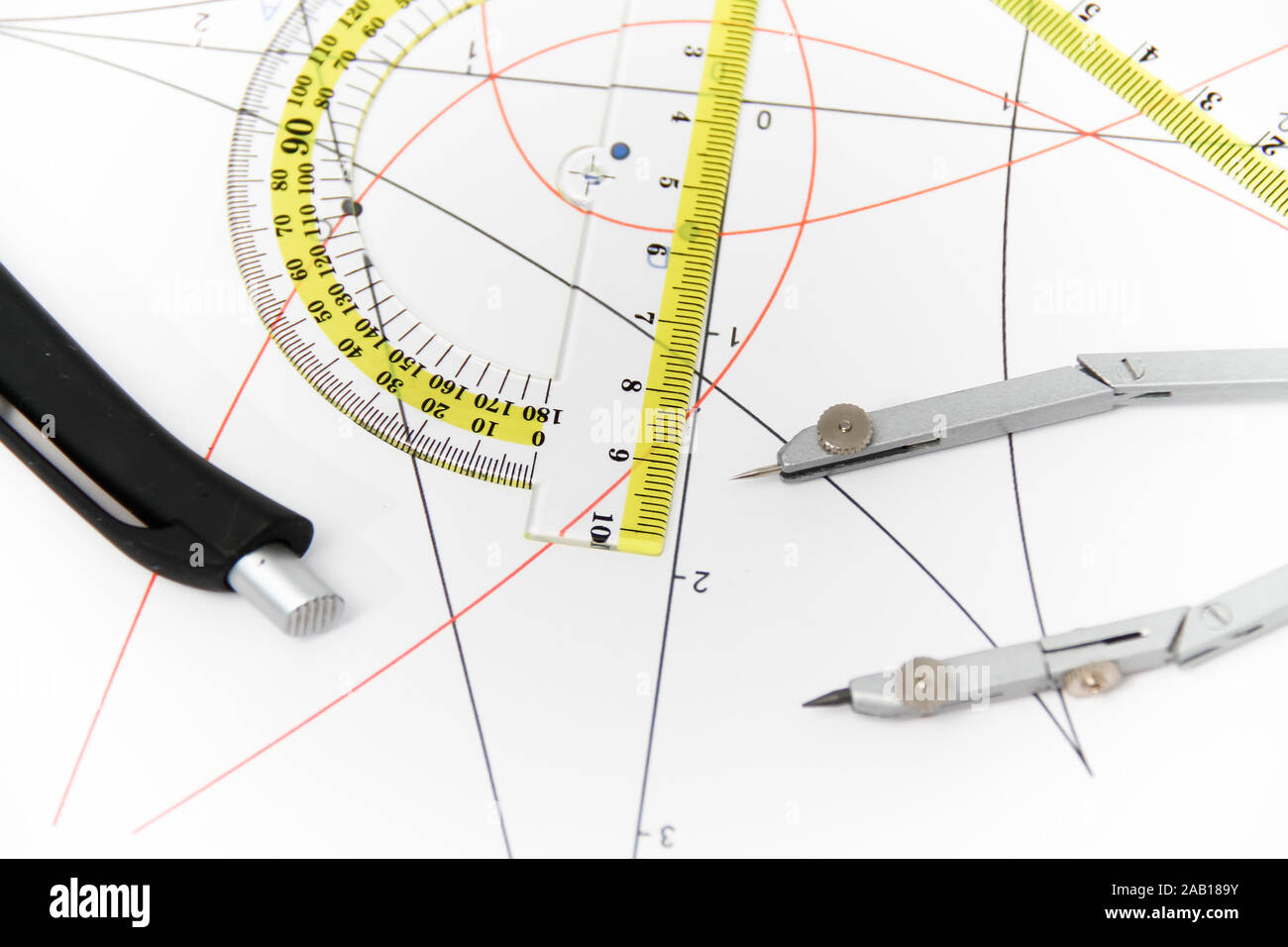 Photo of the Drawing tools with compass - business concept Stock Photo ...