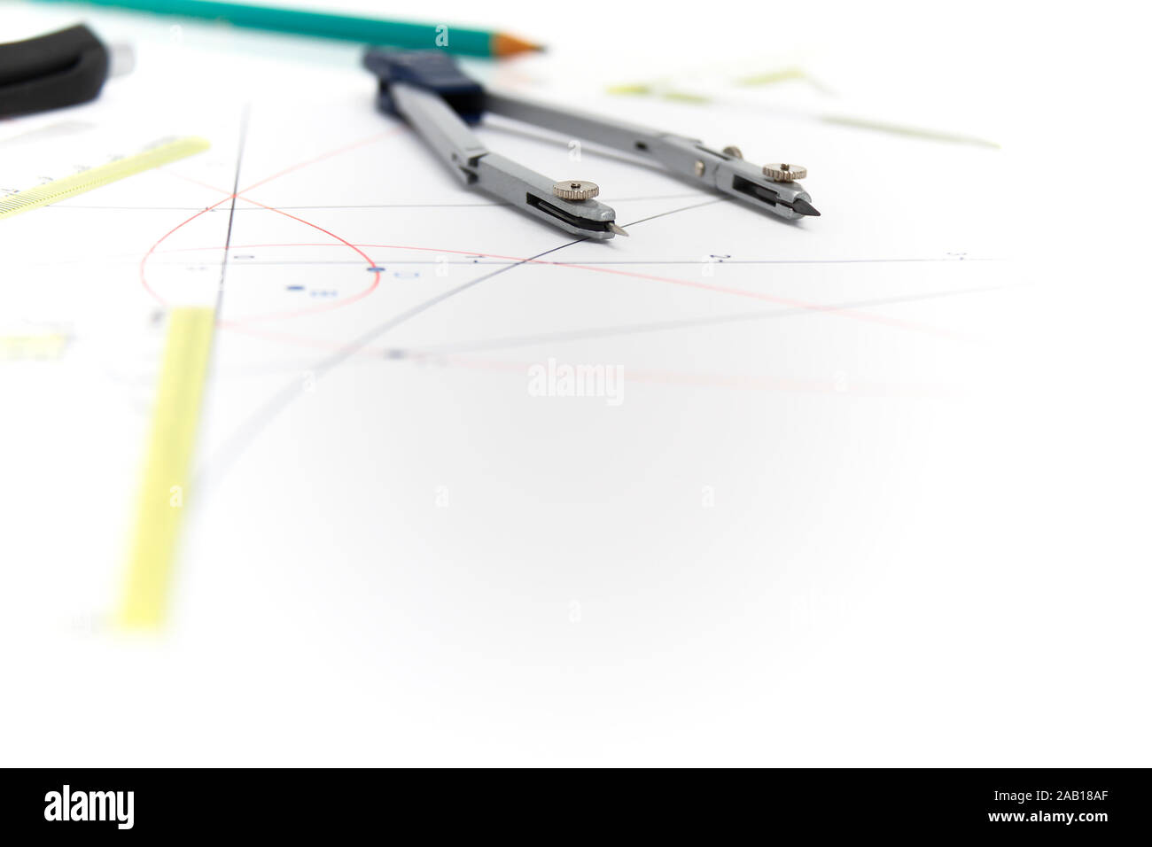 Photo of the Drawing tools with compass - business concept Stock Photo ...