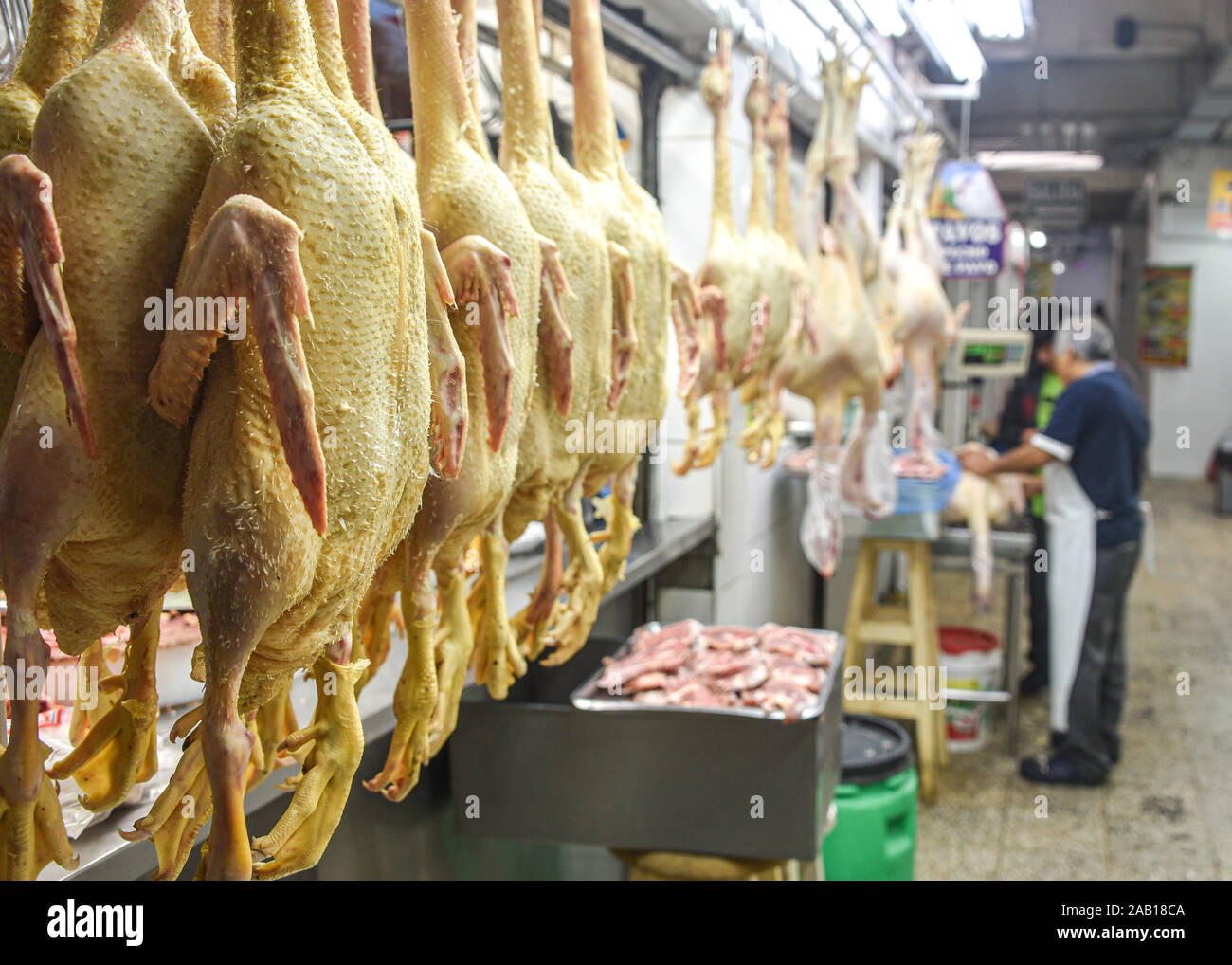 Lima, Peru - Nov 17, 2019: Freshly butchered Chicken and Turkey on sale ...