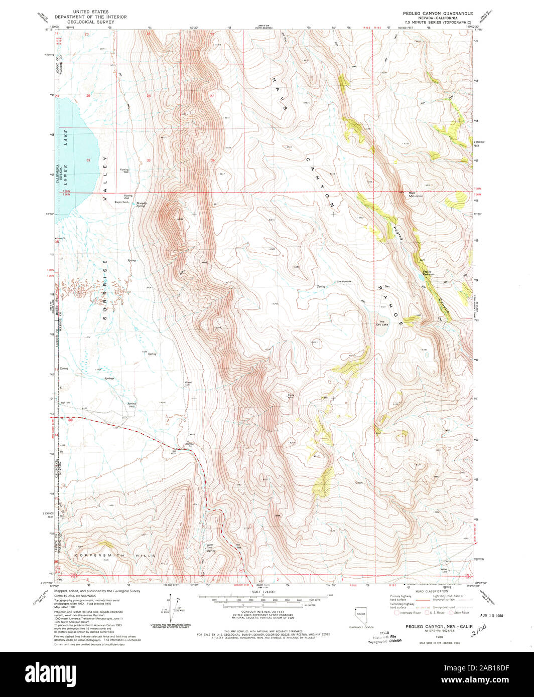 USGS TOPO Map Nevada NV Pegleg Canyon 319782 1980 24000 Restoration ...