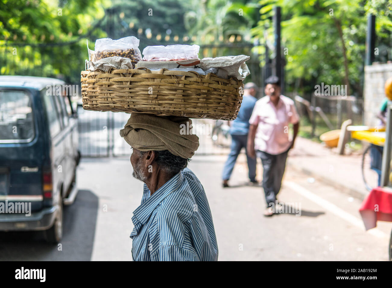Bangalore, India, streets of Bengaluru city, Hindu Indian old man ...