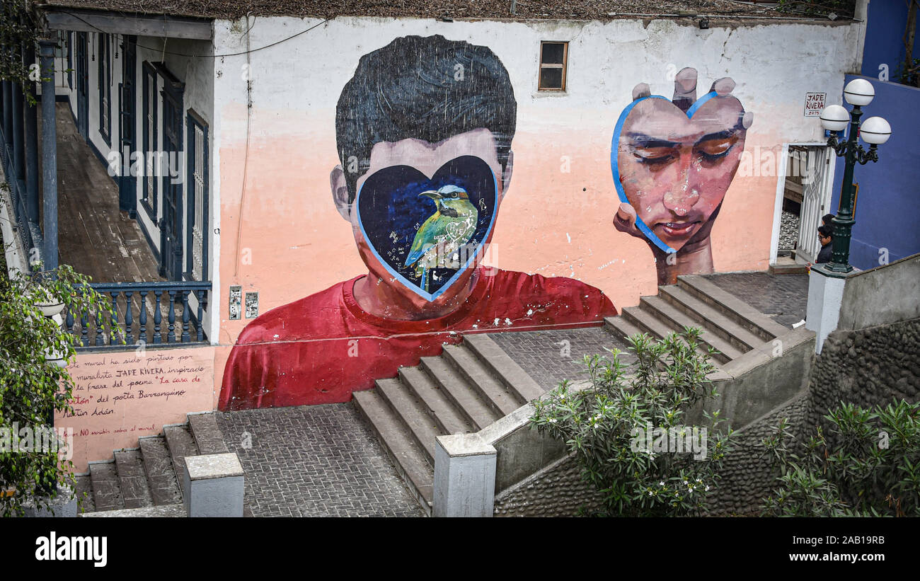 Lima, Peru - Nov 17, 2019: Colourful Urban art on the streets of Lima's ...