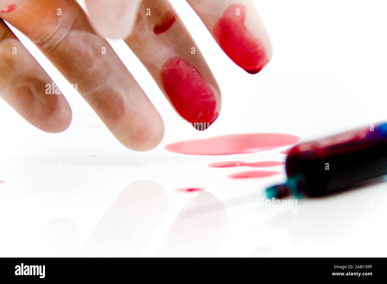 Photo of the Syringe in laboratory environment, blood and medical ...