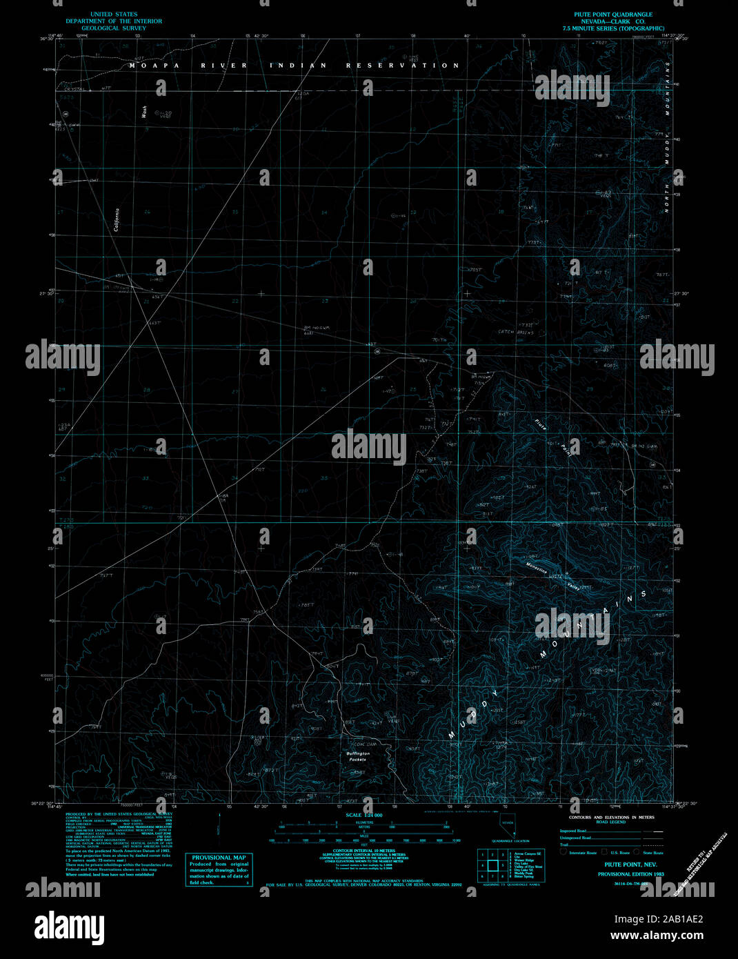 USGS TOPO Map Nevada NV Piute Point 319823 1983 24000 Inverted ...