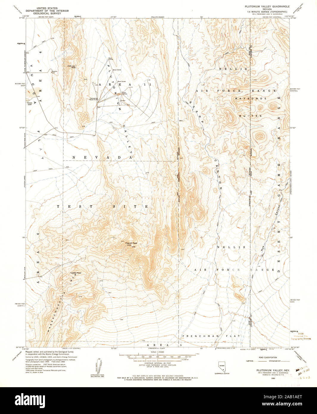 USGS TOPO Map Nevada NV Plutonium Valley 319825 1960 24000 Restoration ...