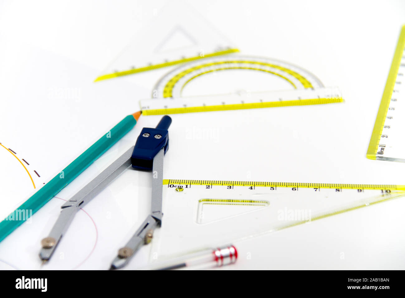 Photo of the Business Architectural project, pair of compasses, glasses ...