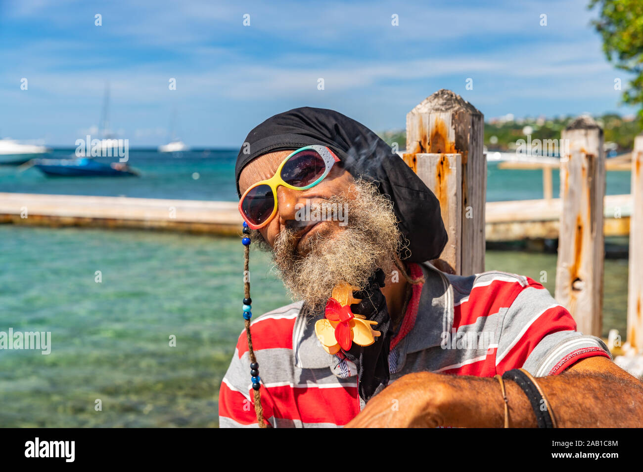 Local Rasta man posing for a picture , November 2019, in Saint Vincent ...