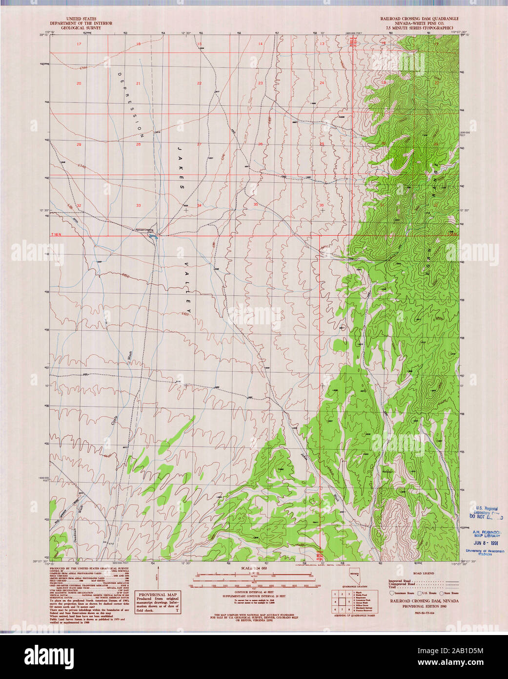 USGS TOPO Map Nevada NV Railroad Crossing Dam 518717 1990 24000 ...