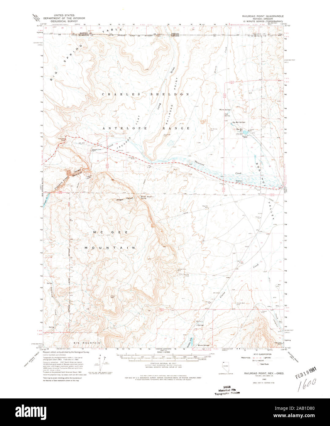 USGS TOPO Map Nevada NV Railroad Point 321219 1965 62500 Restoration ...