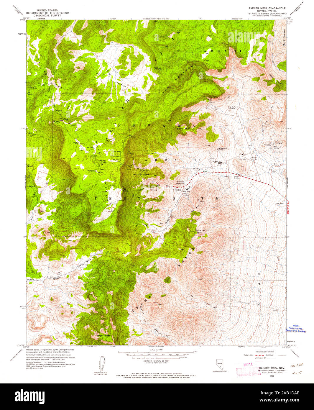 USGS TOPO Map Nevada NV Rainier Mesa 319867 1961 24000 Restoration ...