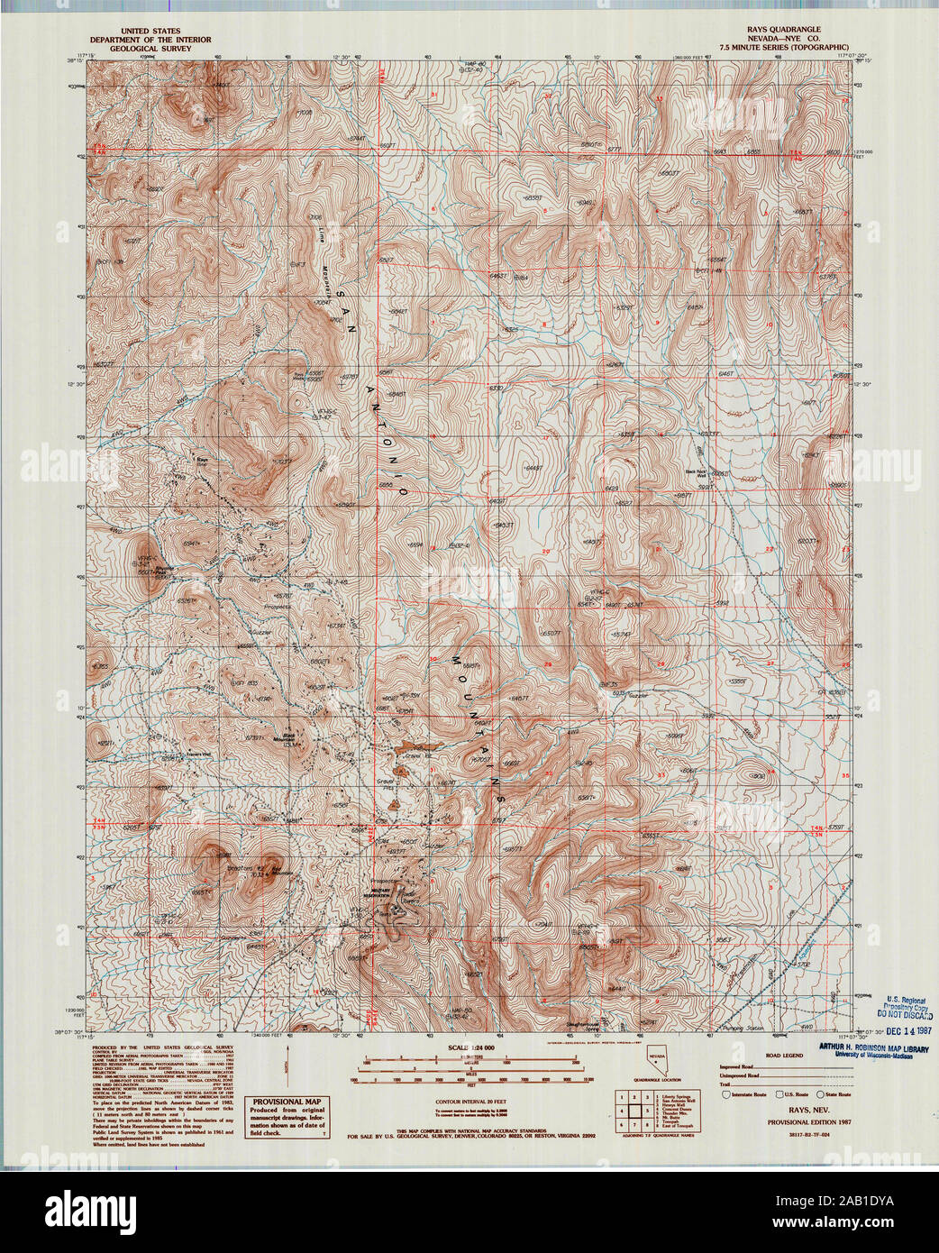 USGS TOPO Map Nevada NV Rays 518732 1987 24000 Restoration Stock Photo ...