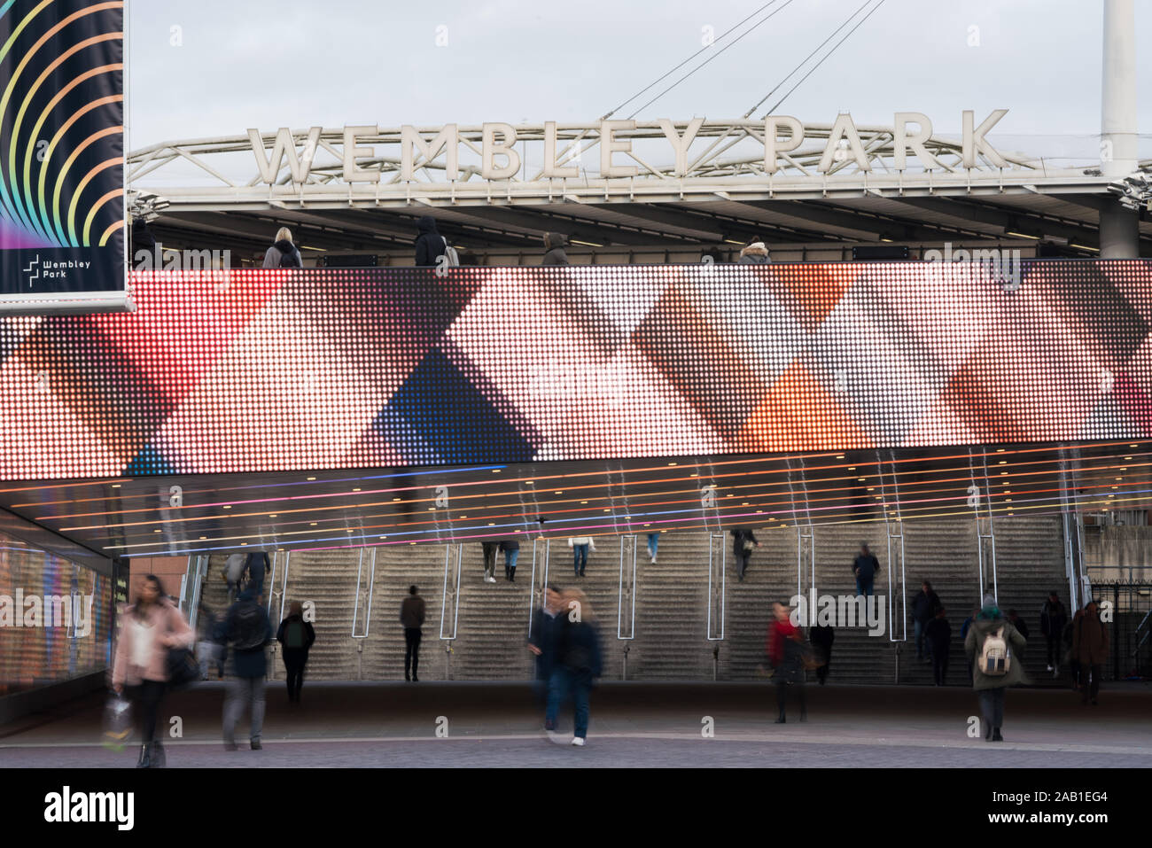 The Bobby Moore Bridge and underpass lighting art installation Stock ...
