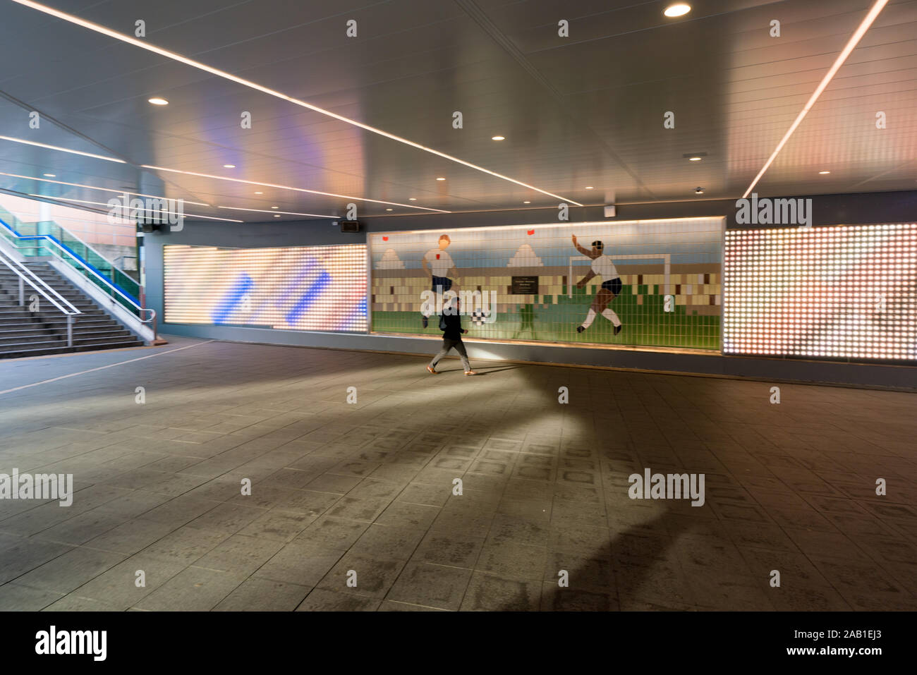 The Bobby Moore Bridge and underpass lighting art installation Stock ...