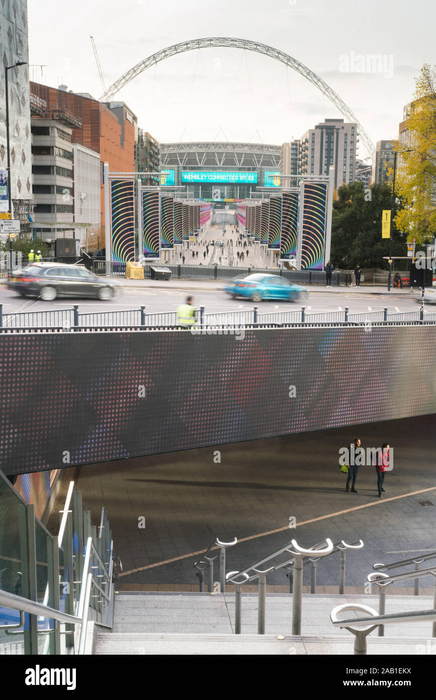 The Bobby Moore Bridge and underpass lighting art installation Stock ...