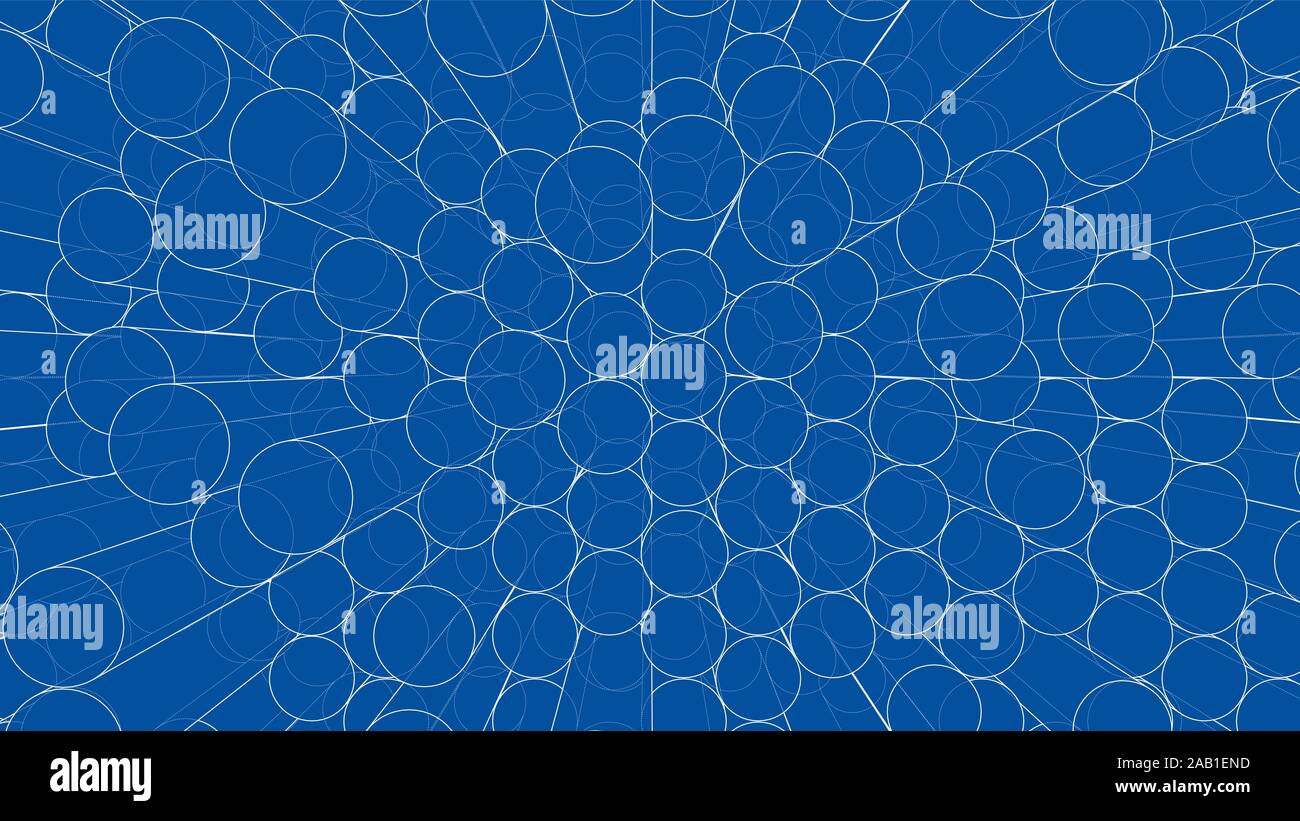 Abstract background of cylinders outline. Vector rendering of 3d. Wire ...
