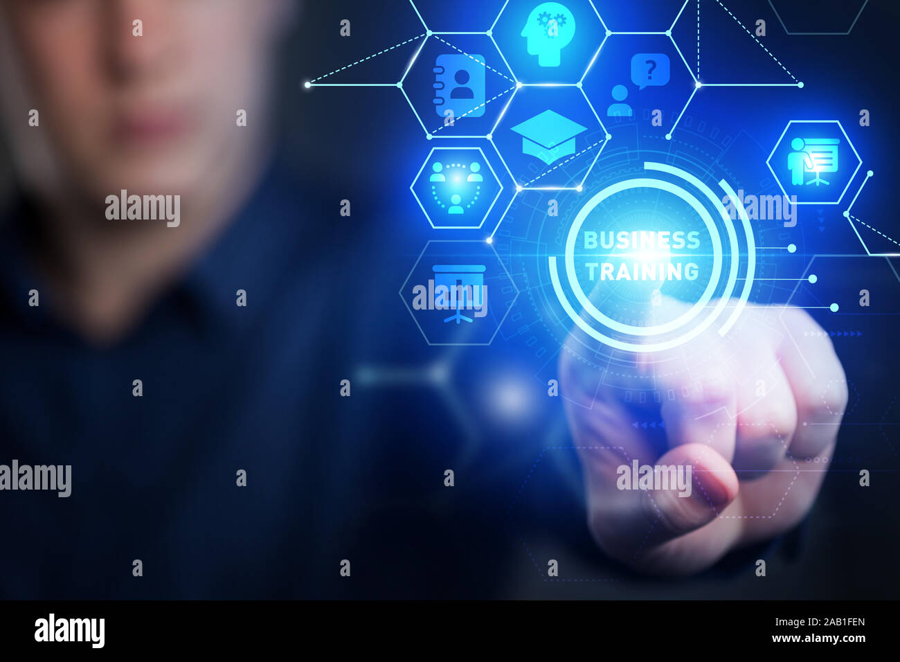 Business, Technology, Internet and network concept. Coaching mentoring education business ...