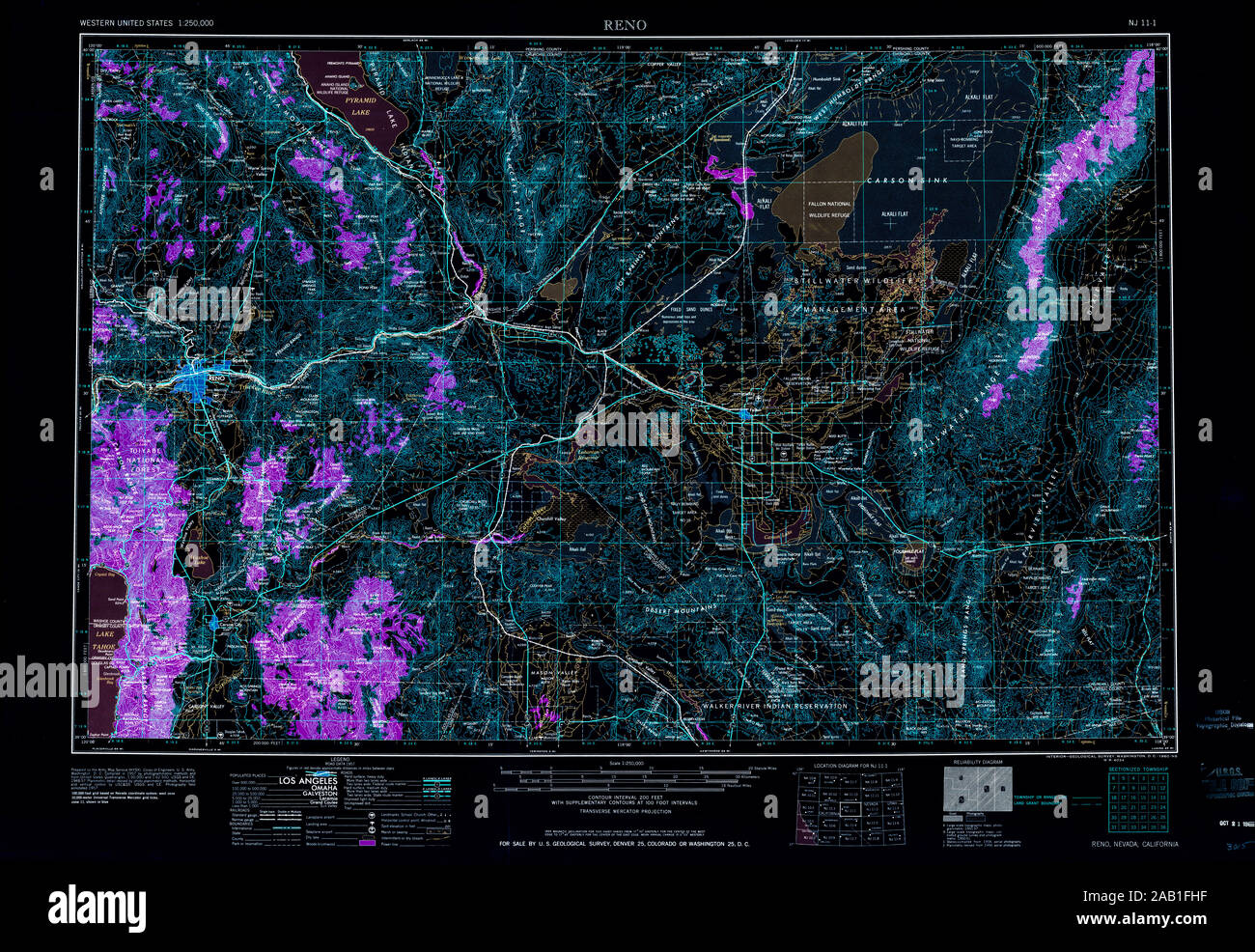 USGS TOPO Map Nevada NV Reno 321759 1960 250000 Inverted Restoration ...