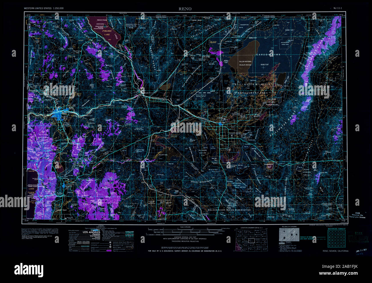 USGS TOPO Map Nevada NV Reno 321760 1960 250000 Inverted Restoration ...