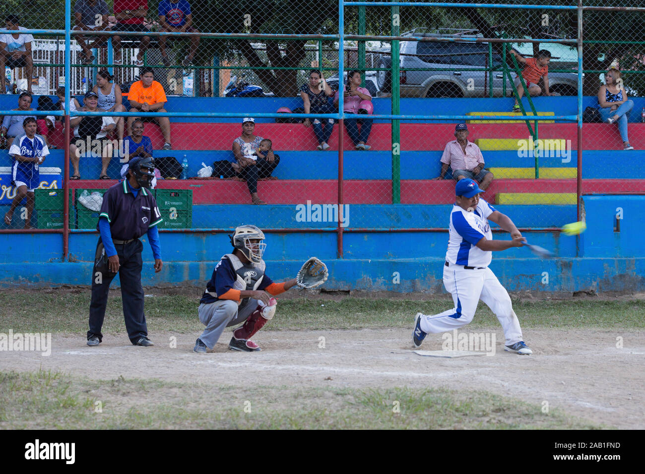 Baseball players playing in San Juan del sur Rivas in Nicaragua Stock ...