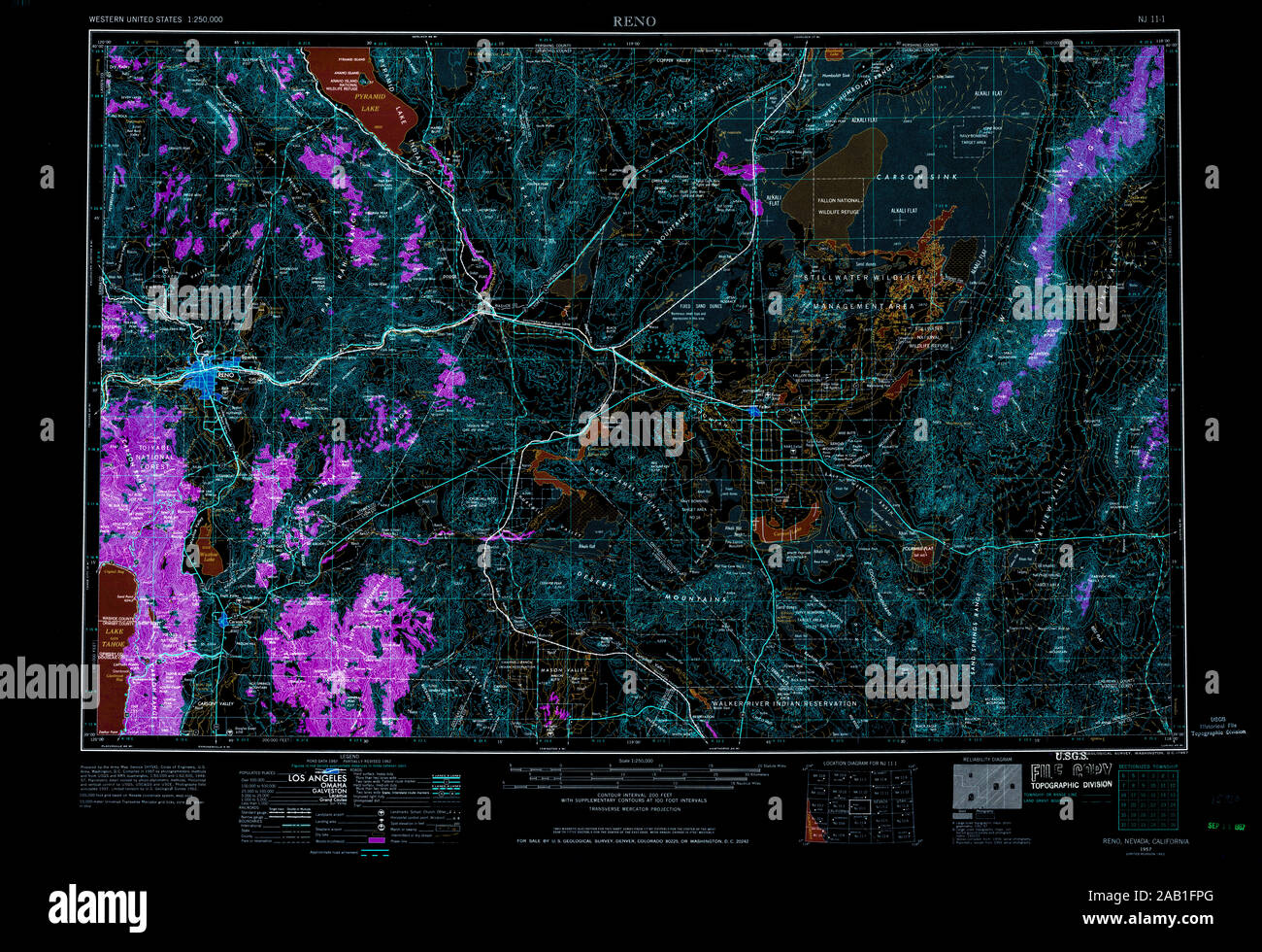 USGS TOPO Map Nevada NV Reno 321762 1957 250000 Inverted Restoration ...