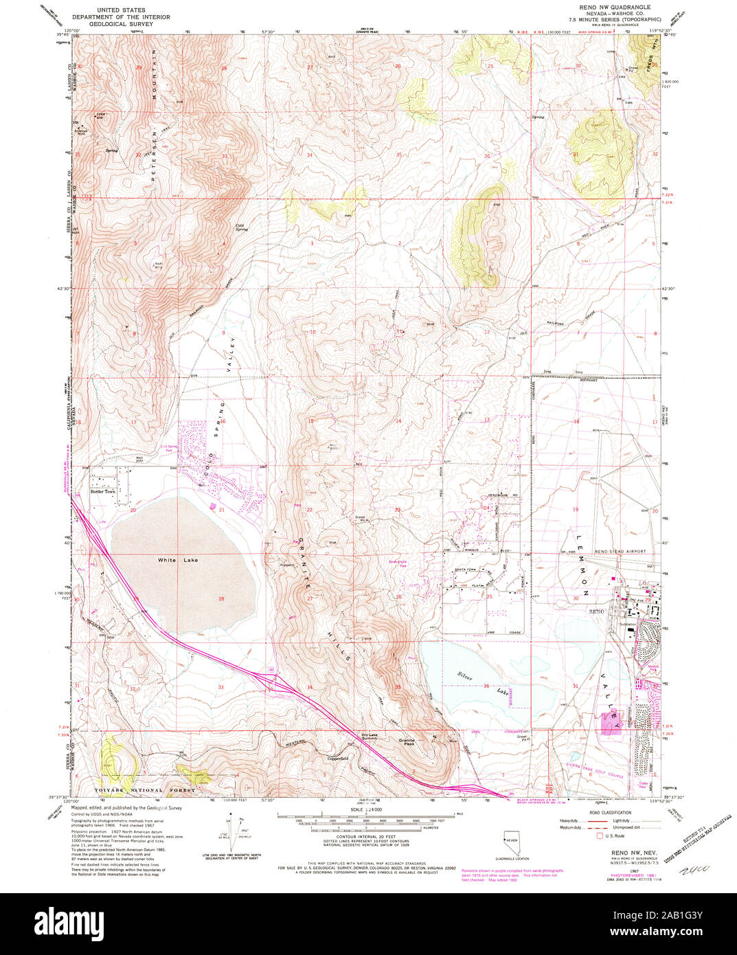 USGS TOPO Map Nevada NV Reno NW 319891 1967 24000 Restoration Stock ...