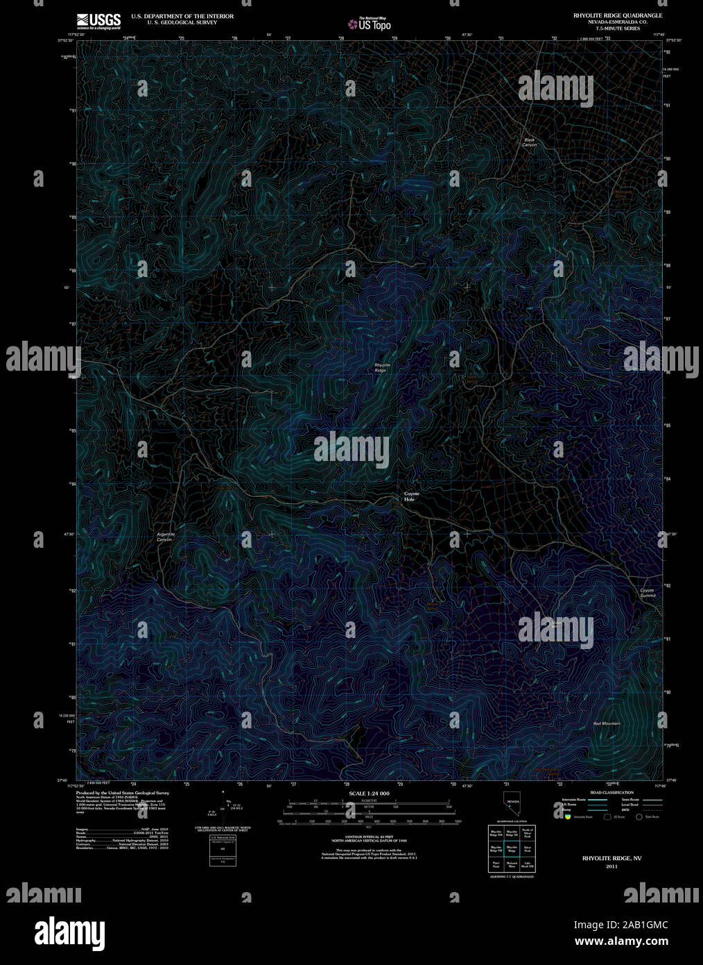 USGS TOPO Map Nevada NV Rhyolite Ridge 20111229 TM Inverted Restoration ...