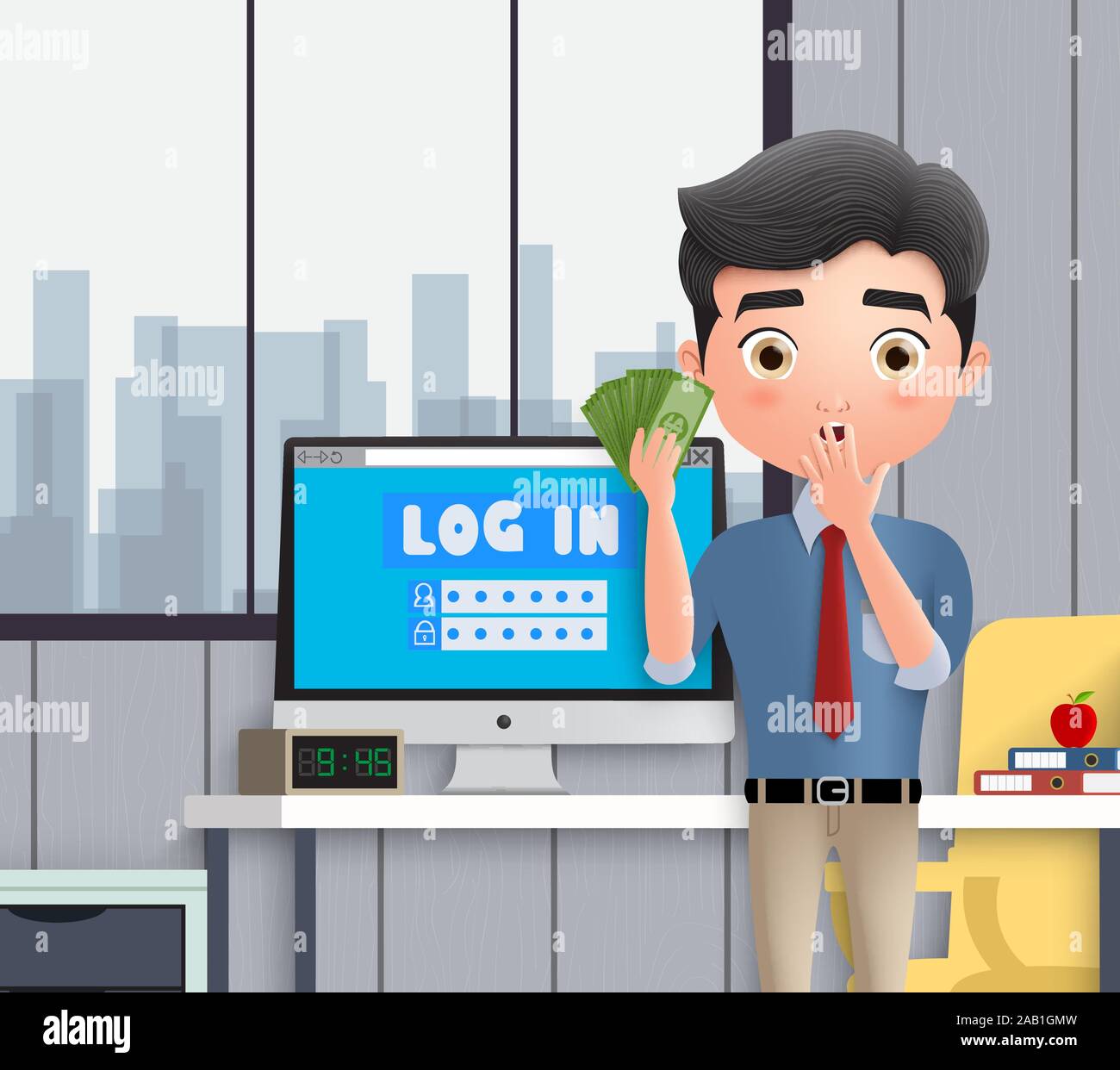 Business character social media login vector concept. Business ...