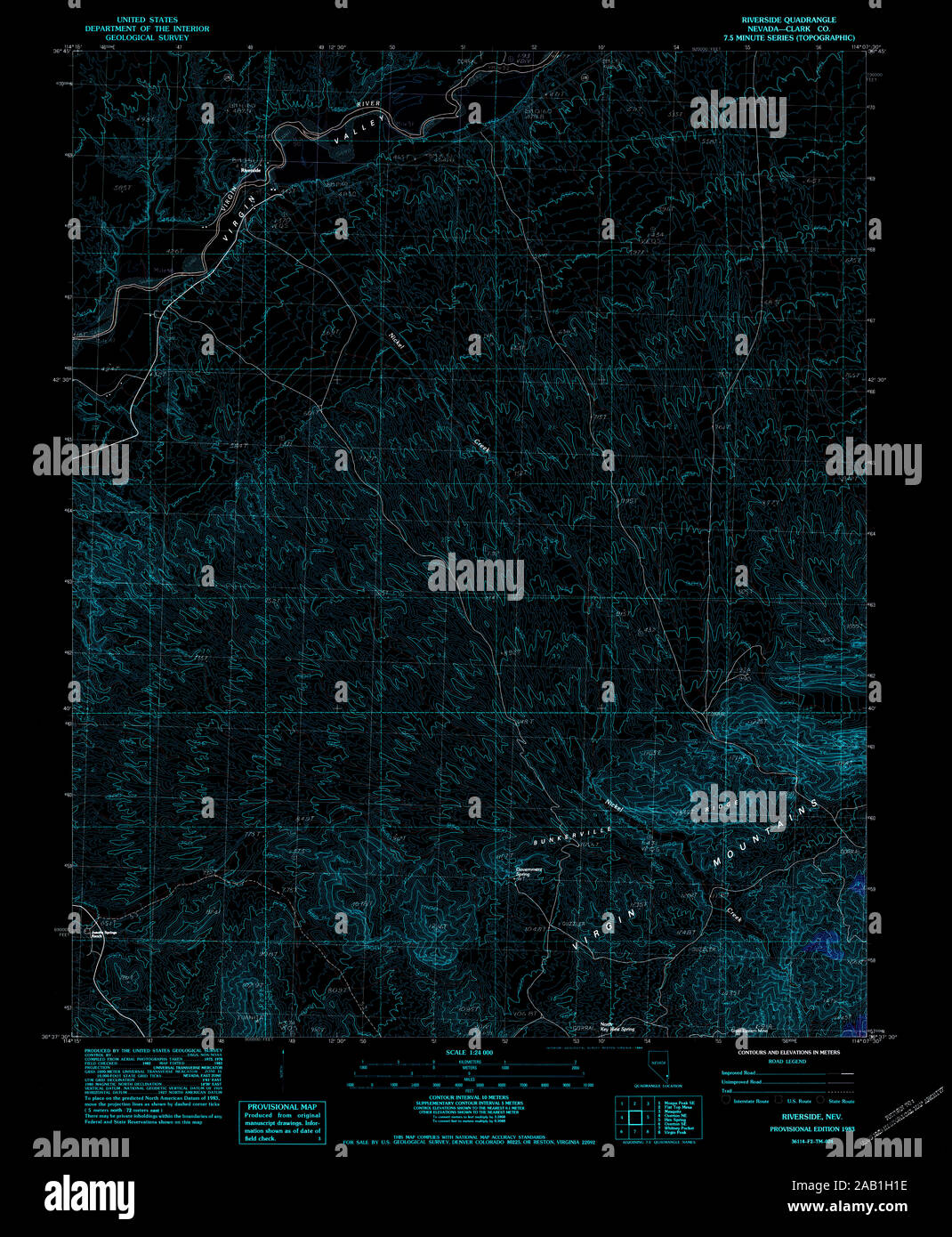 USGS TOPO Map Nevada NV Riverside 319900 1983 24000 Inverted ...