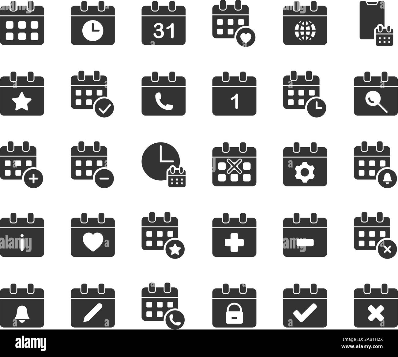 Calendar solid icon set. Vector and Illustration Stock Vector Image ...