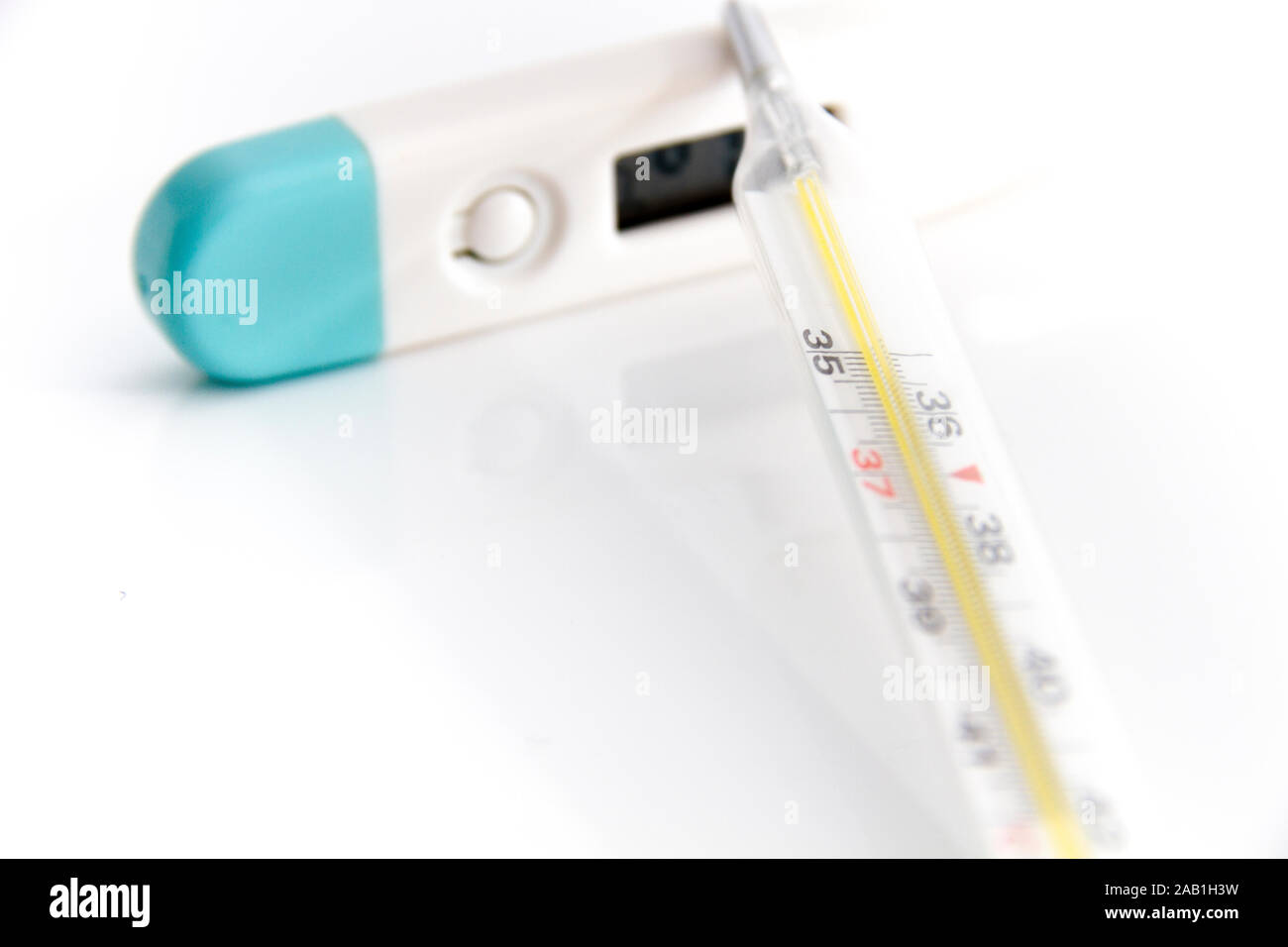 Photo of the Thermometer for body temperature on the white background ...